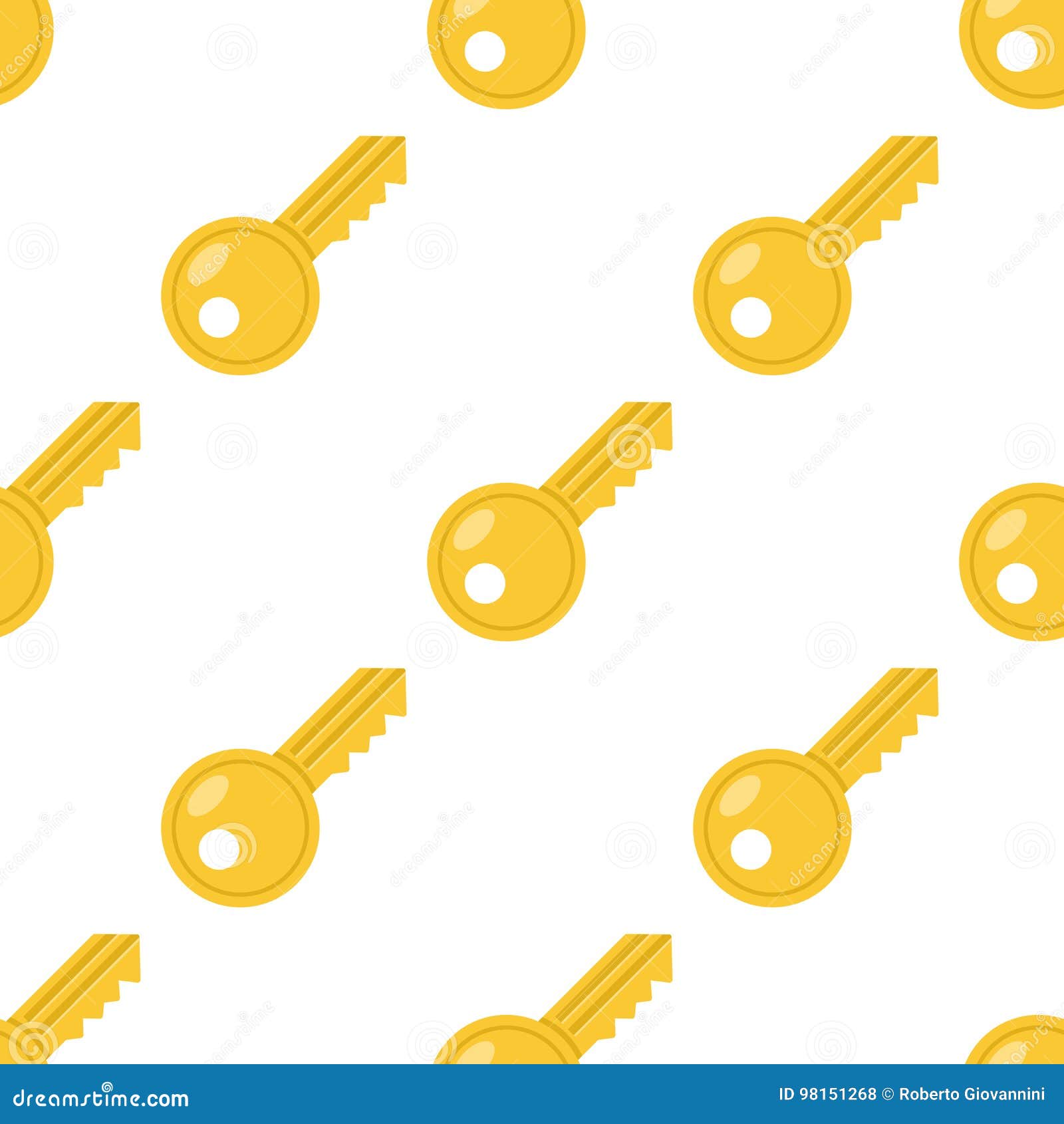 Golden Key Flat Icon Seamless Pattern Stock Vector - Illustration of ...