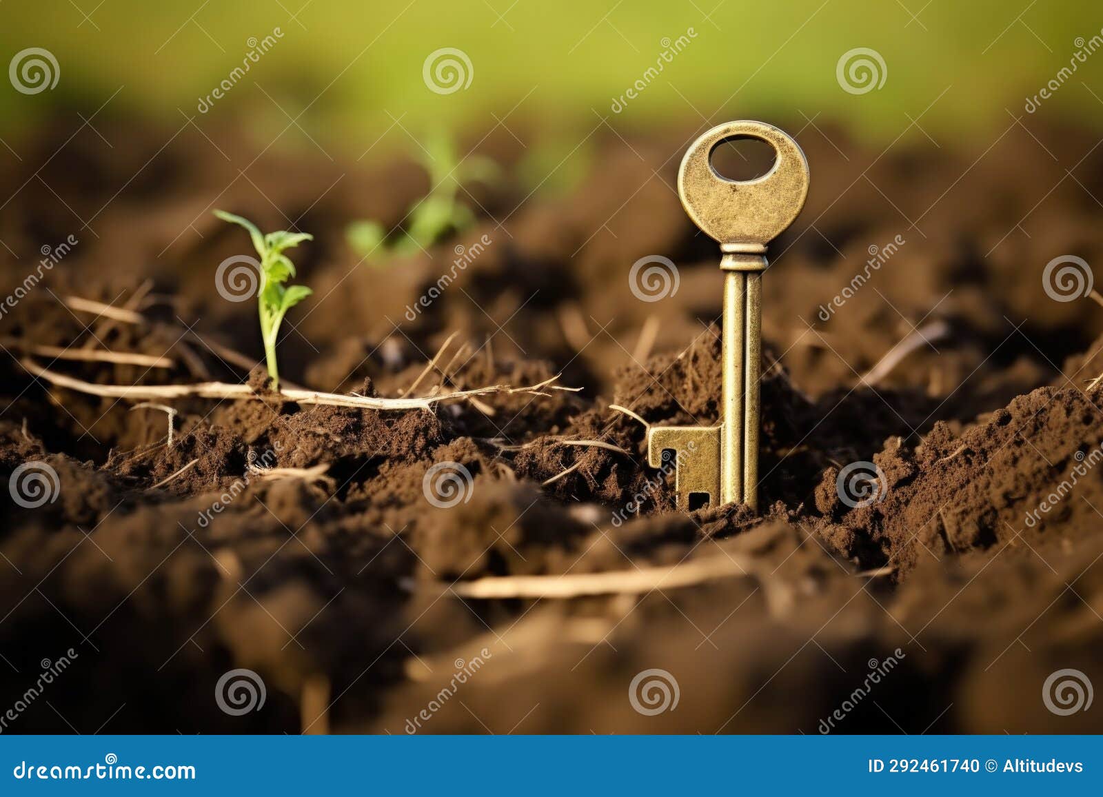 Golden Key Hidden in the Soil Stock Photo - Image of mystery, hidden ...