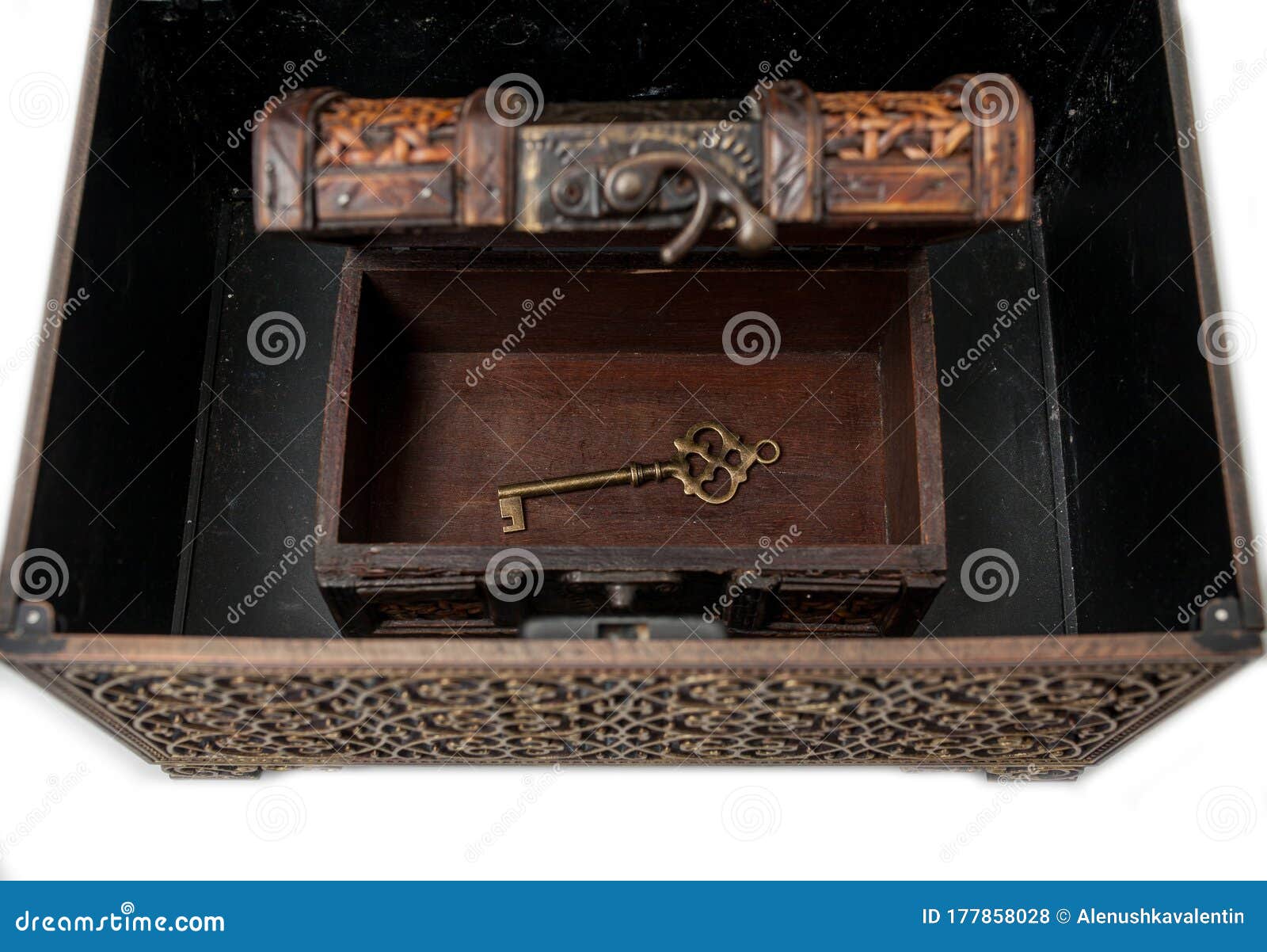 Golden Key Inside Ancient Box Stock Photo - Image of metal, full: 177858028