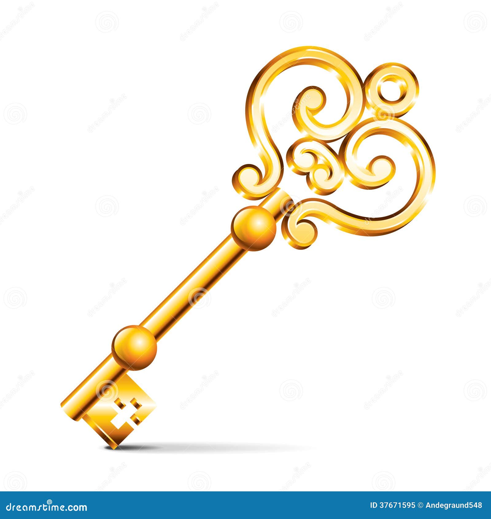 Golden Key Isolated on White Vector Stock Vector - Illustration of icon ...