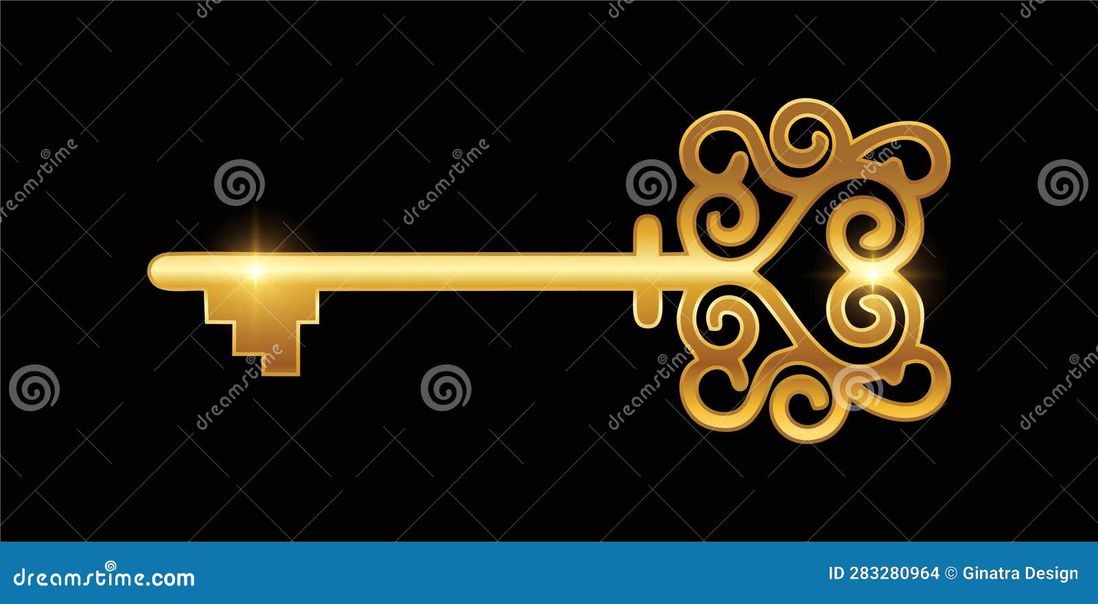 Golden Key Logo Vector Illustration Stock Illustration - Illustration ...