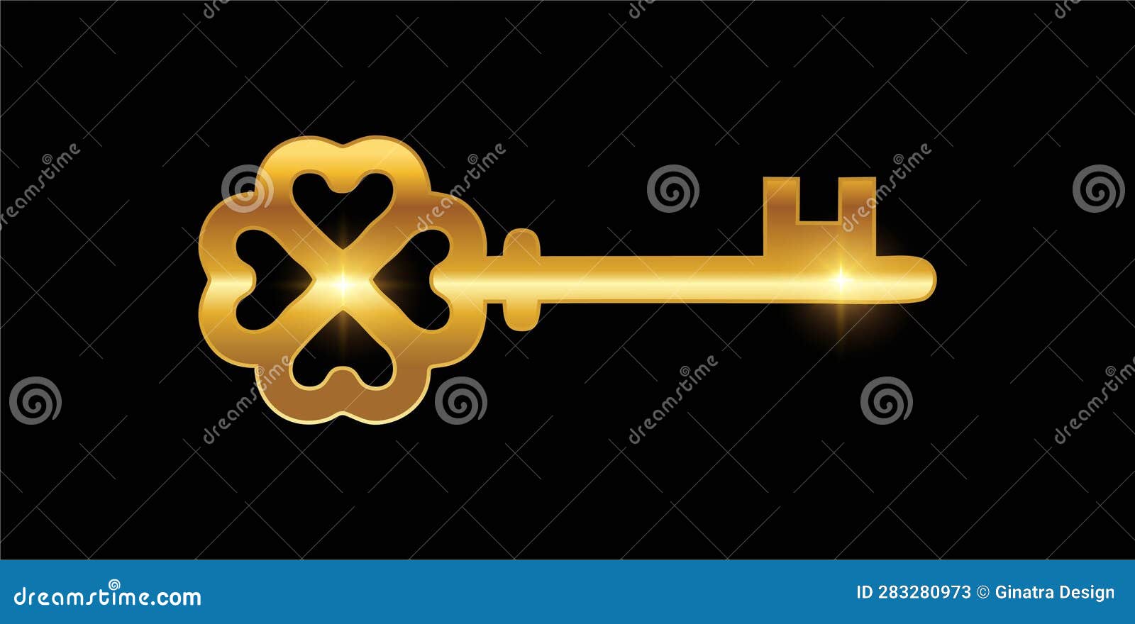 Golden Key Logo Vector Illustration Stock Vector - Illustration of ...