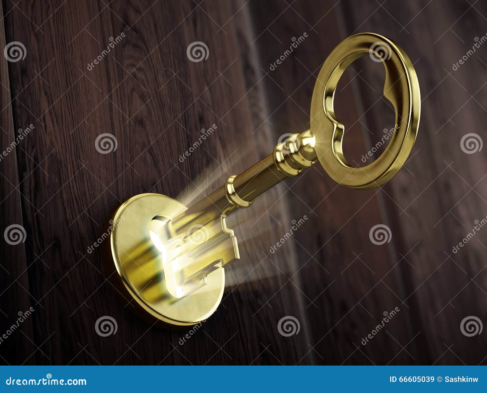 Golden Key Moving in Keyhole Stock Illustration - Illustration of ...