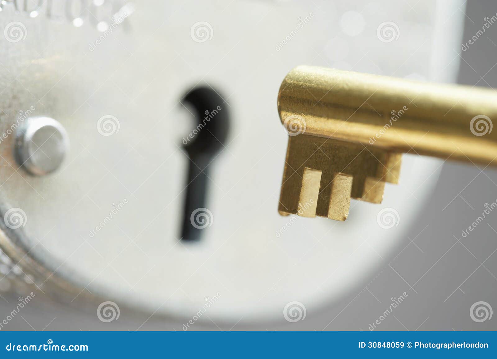 Golden Key and Padlock Close-up Selective Focus Stock Image - Image of ...