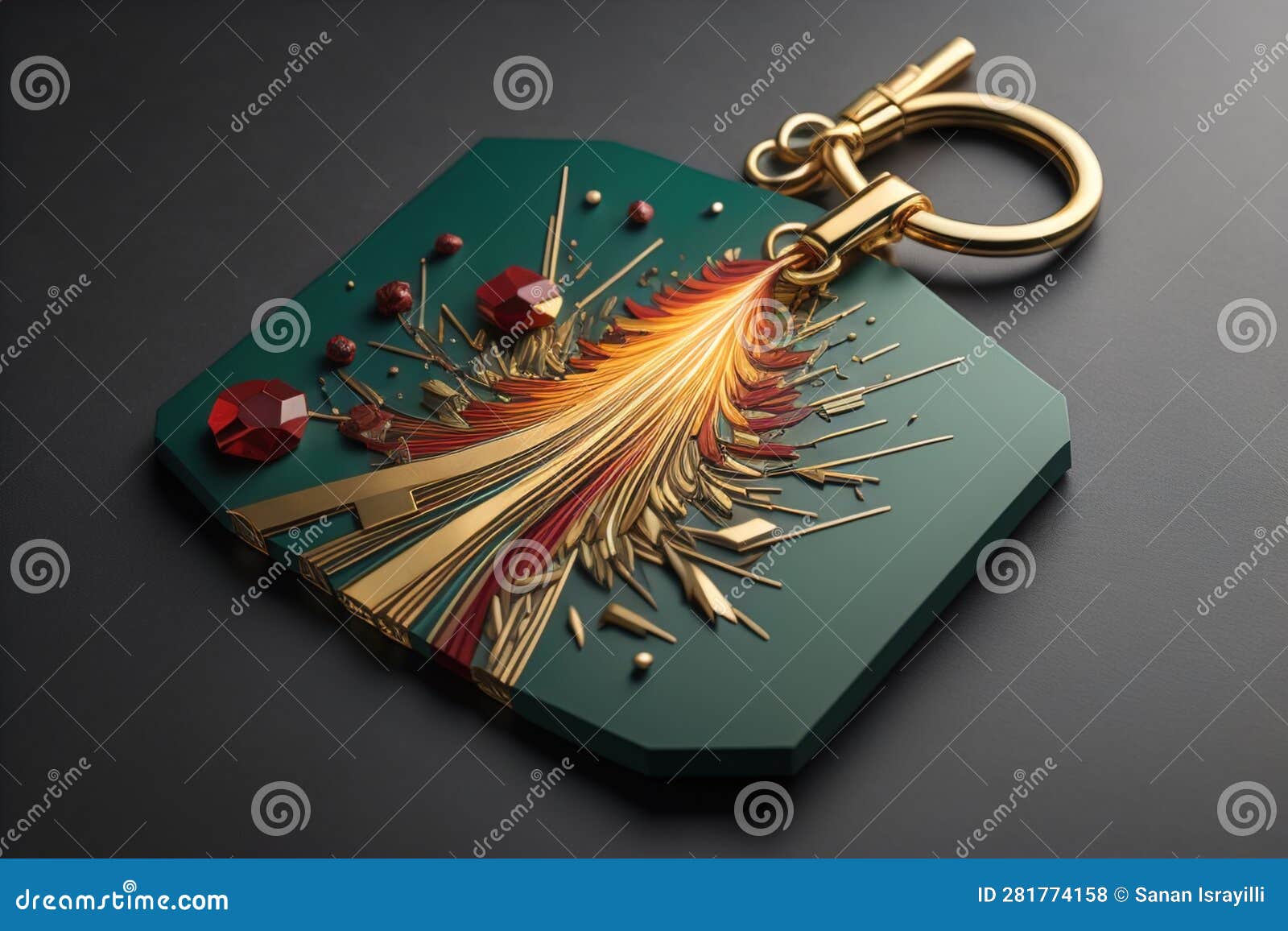 Golden Key with Precious Stones on a Black Background. Generative Ai ...