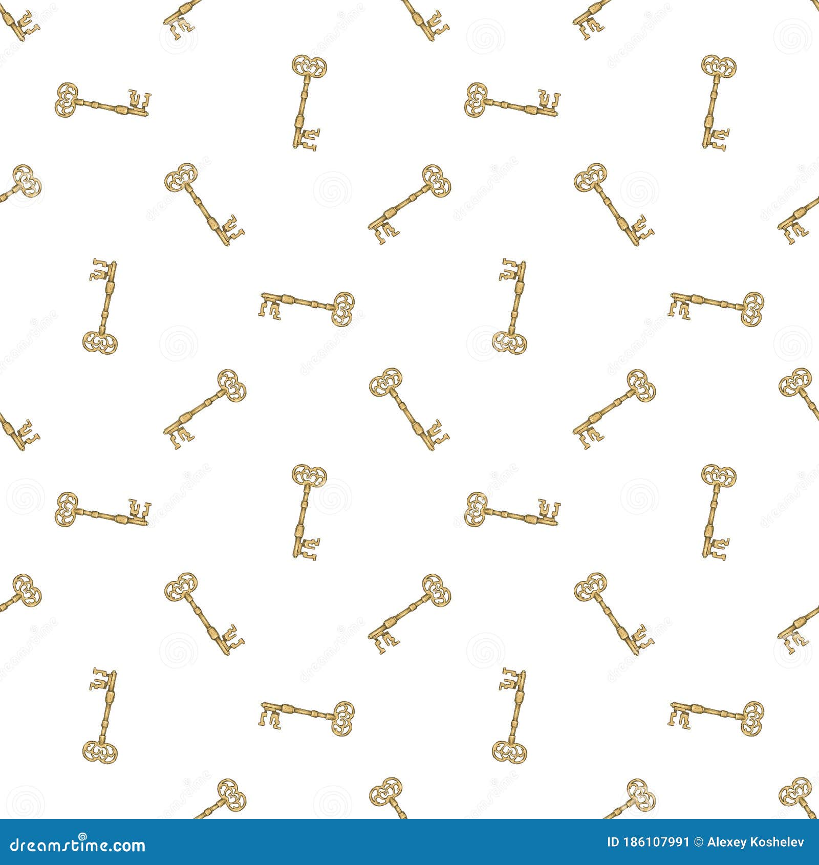 Golden Key Seanless Pattern Stock Vector - Illustration of close ...
