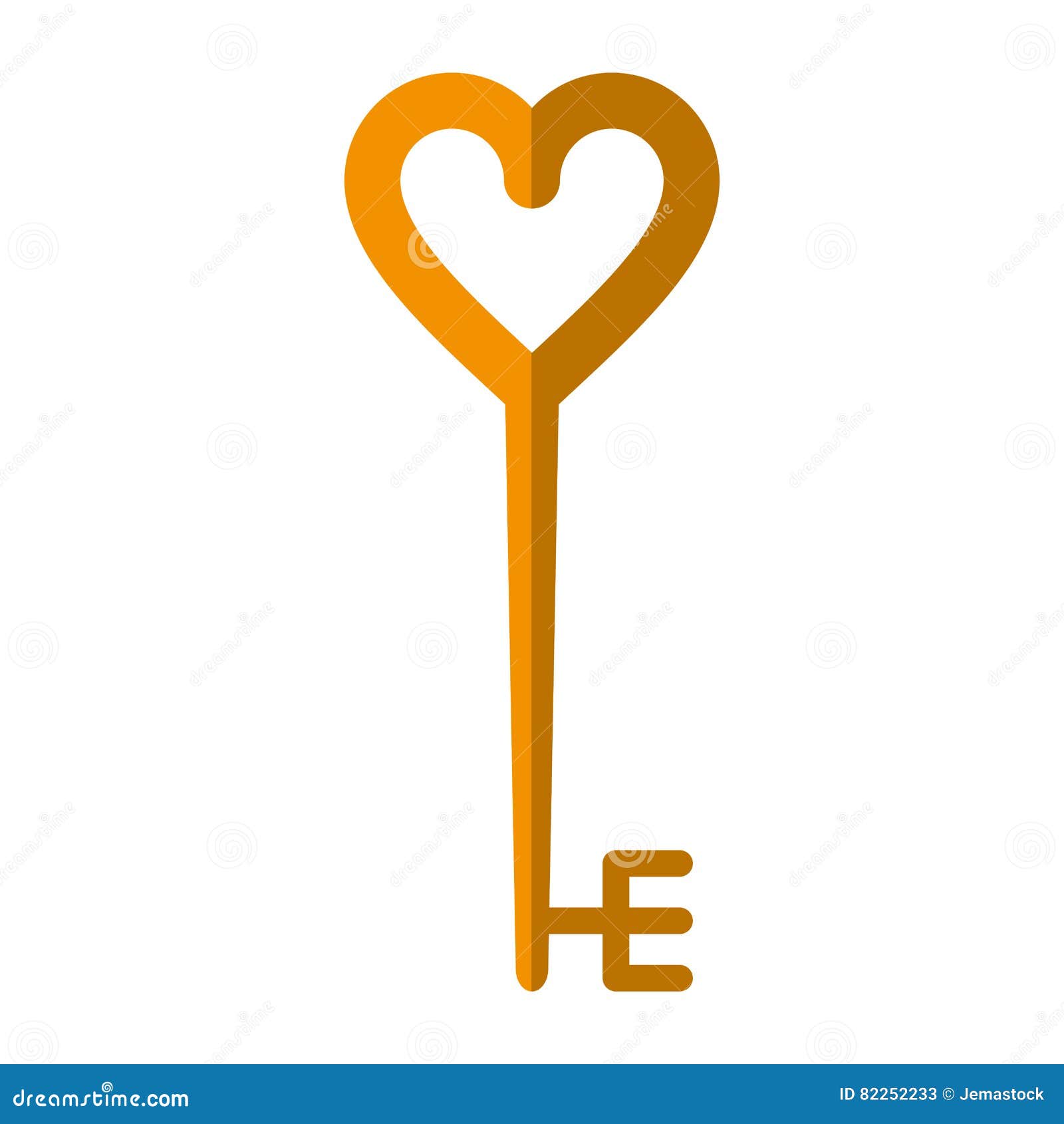Golden key shaped heart stock vector. Illustration of concept - 82252233