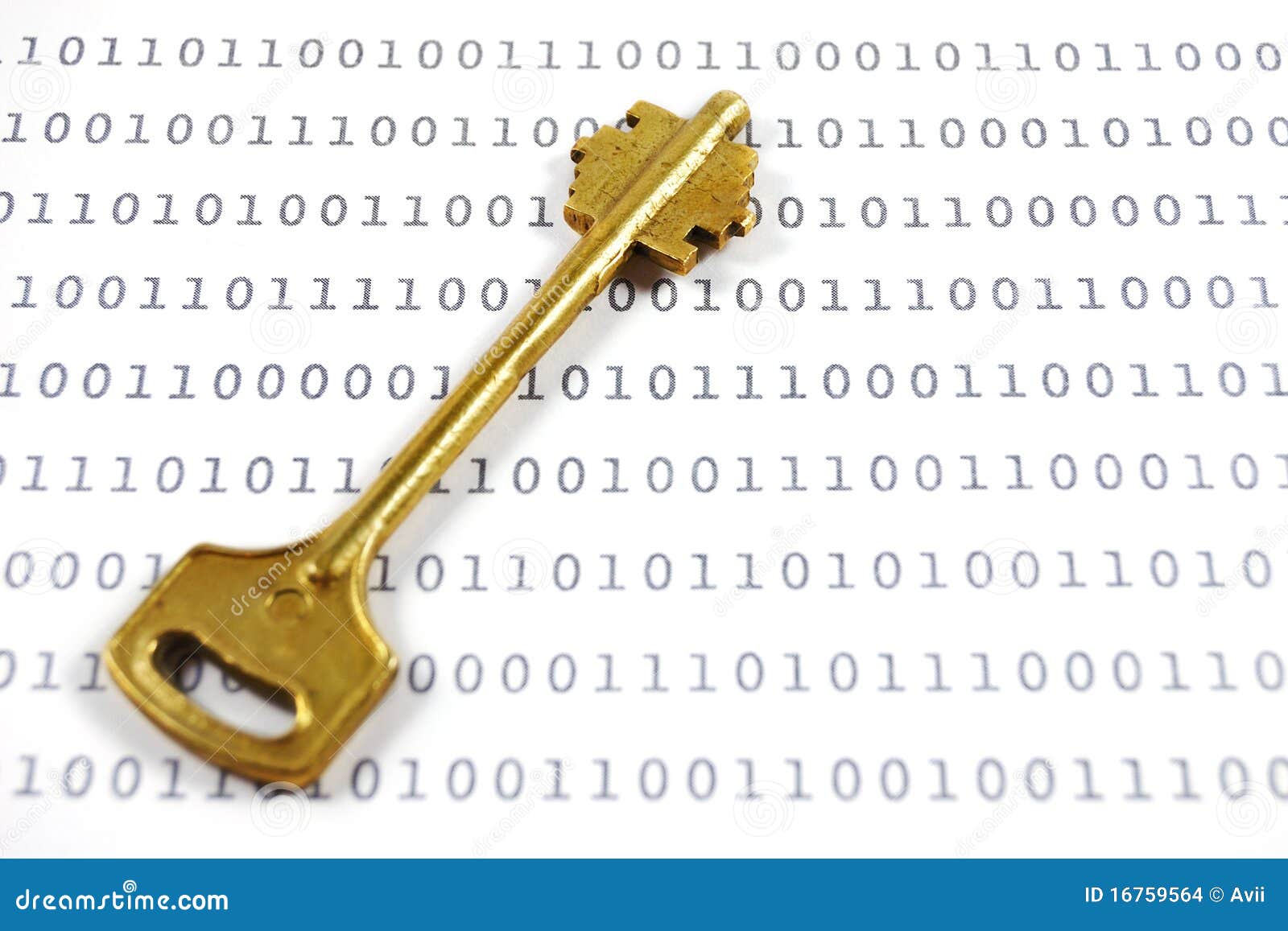 Golden Key on a Sheet with Binary Encrypted Data Stock Photo - Image of ...