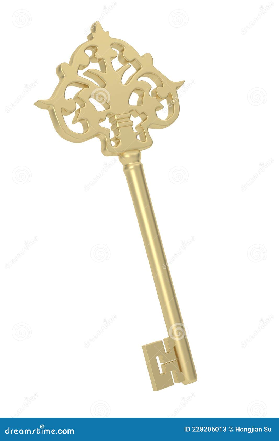 Golden Key Symbol Isolated on White Background. 3D Illustration Stock ...