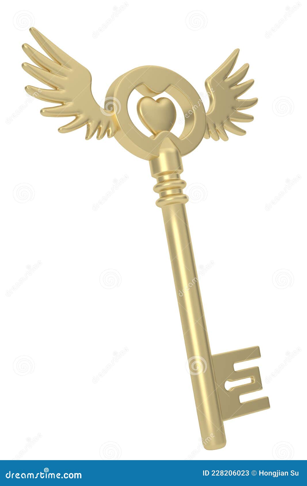 Golden Key Symbol Isolated on White Background. 3D Illustration Stock ...