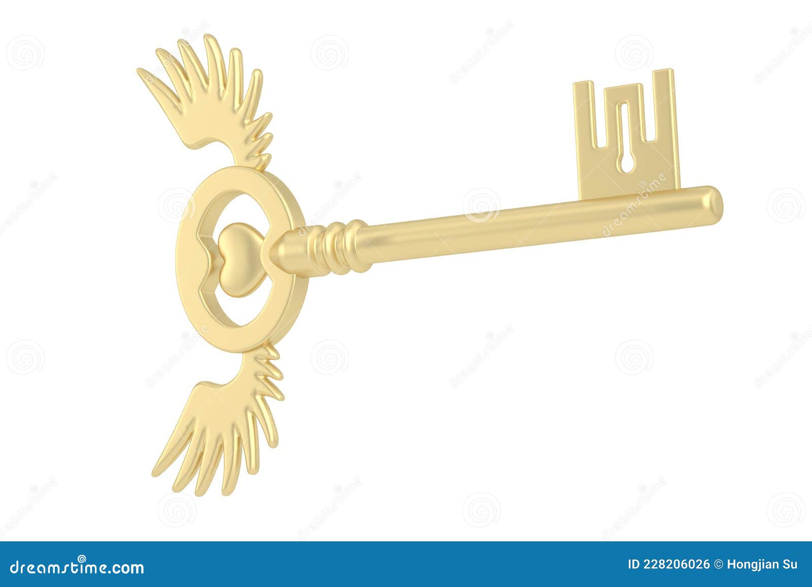 Golden Key Symbol Isolated on White Background. 3D Illustration Stock ...