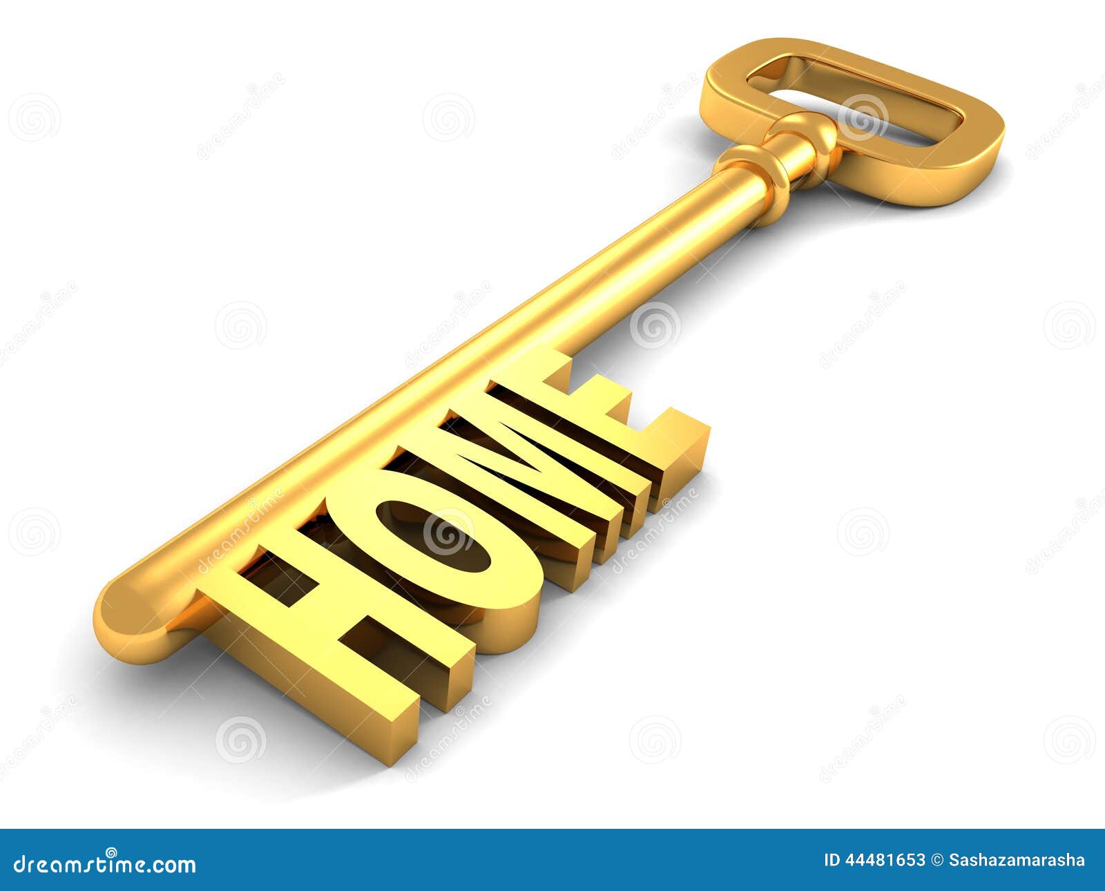 Golden key with text HOME stock illustration. Illustration of house ...