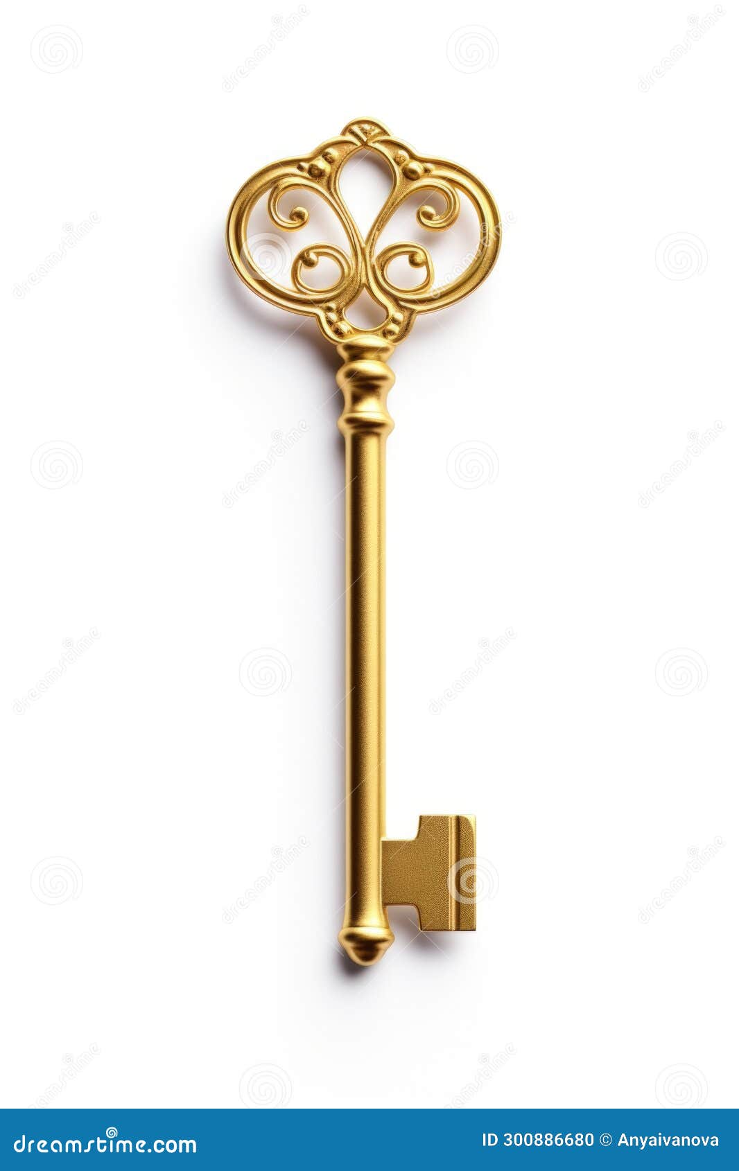 A Golden Key on a White Background Stock Illustration - Illustration of ...