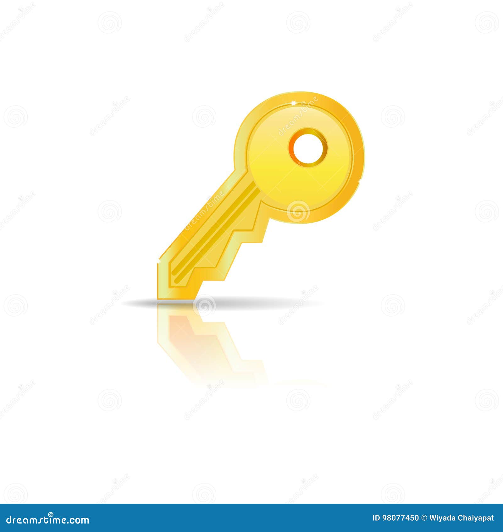 Golden Key on White Background Stock Illustration - Illustration of ...