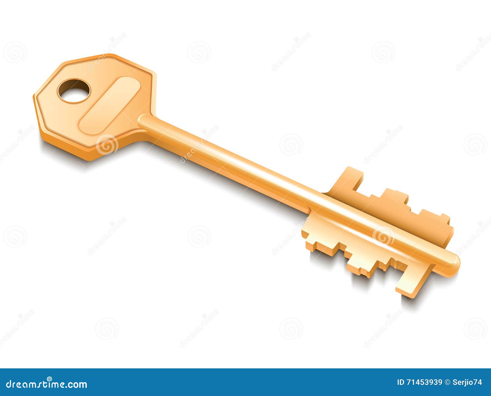 Golden Key on White Background. Stock Vector - Illustration of open ...
