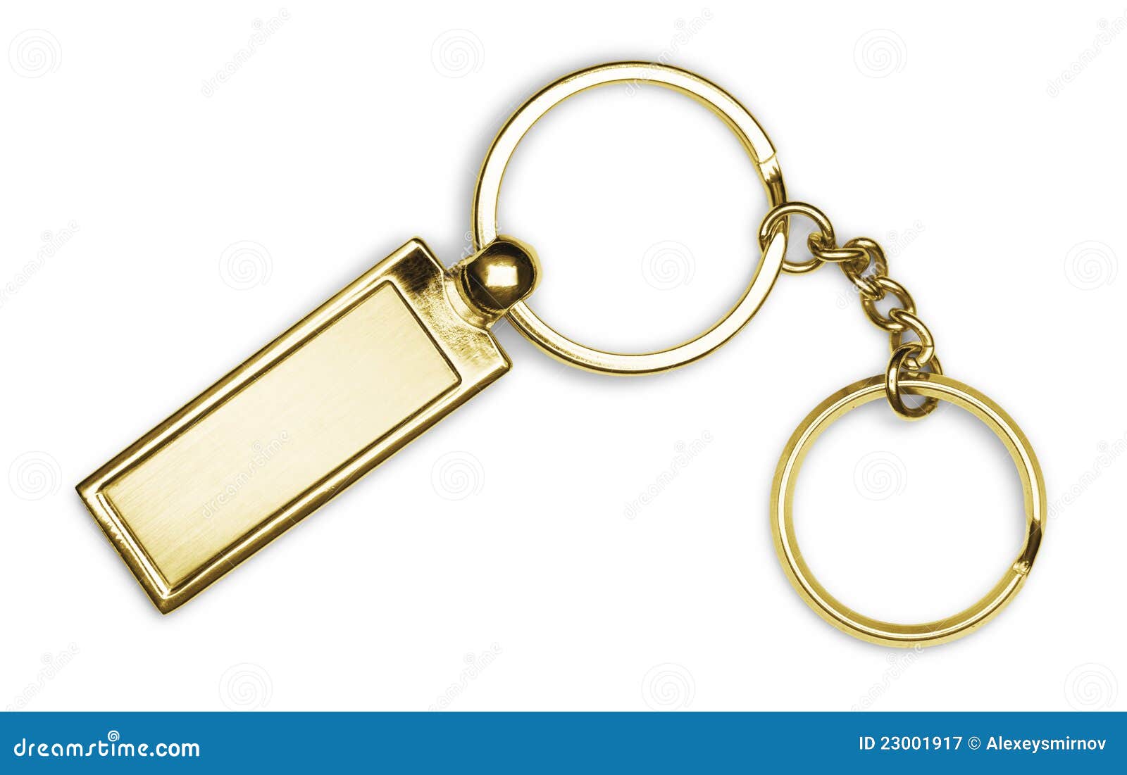 Golden Keychain on White Background Stock Image - Image of metal ...