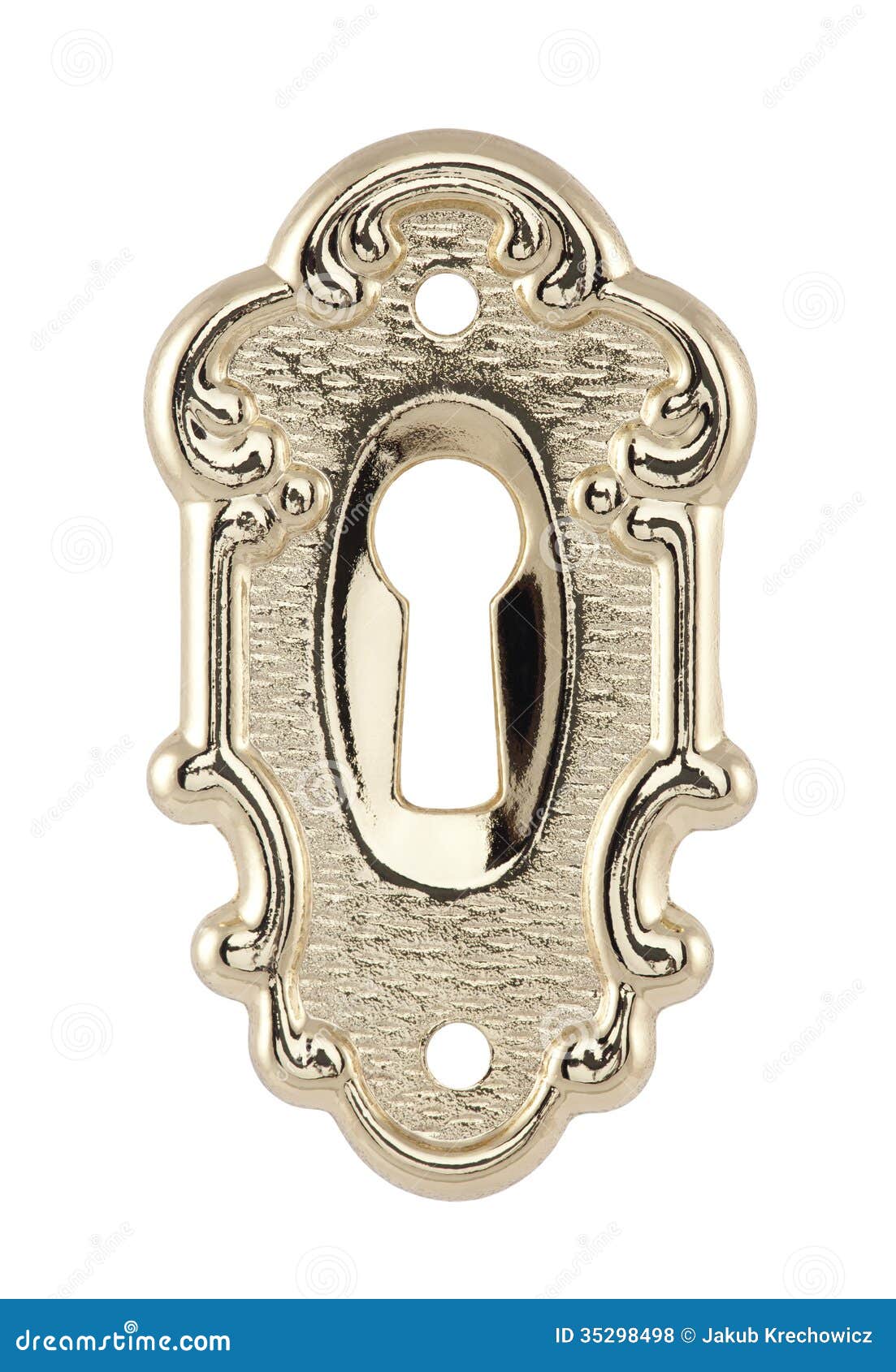 Golden Keyhole Isolated on White Stock Photo - Image of closeup ...