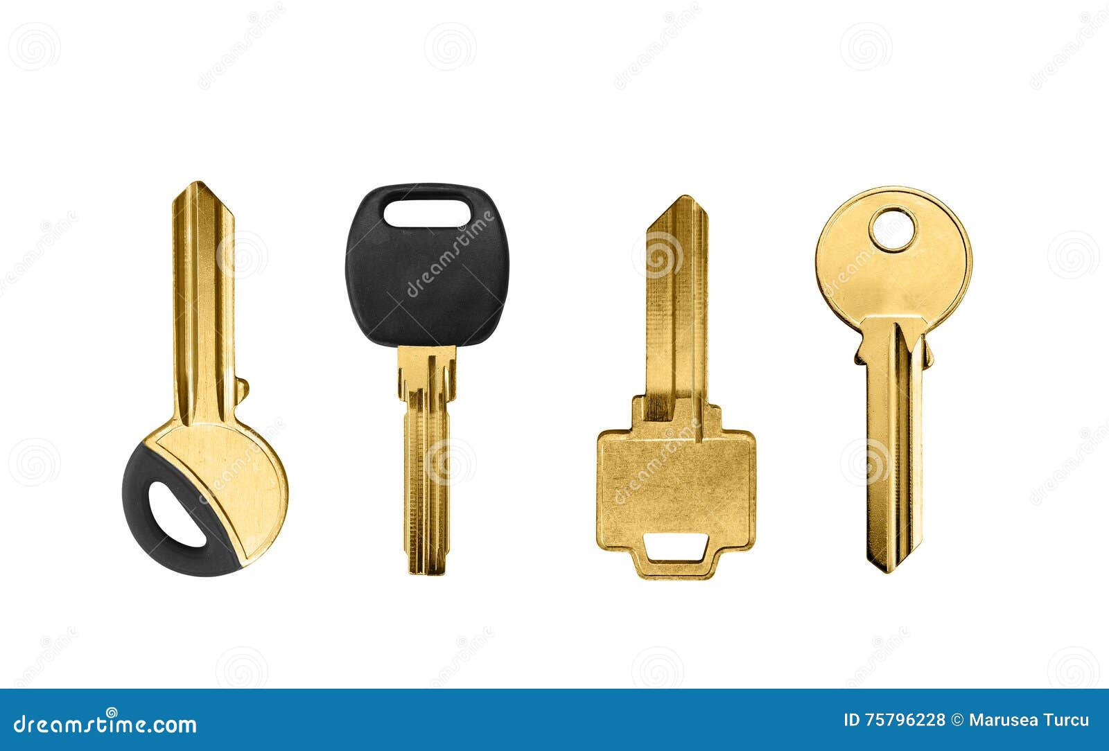 Golden Keys on White Background Stock Photo - Image of ornate, house ...