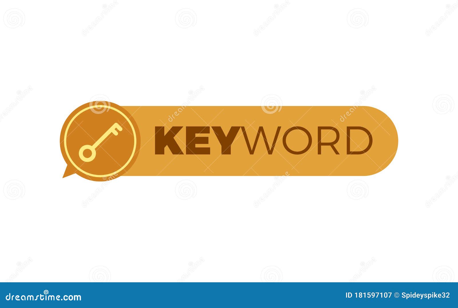The Golden Keyword. Golden Bubble Speech with Key Sign Inside Stock ...