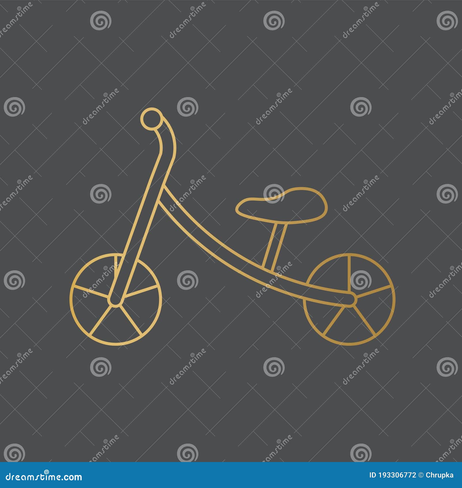 Golden kid push bike icon stock vector. Illustration of bike - 193306772