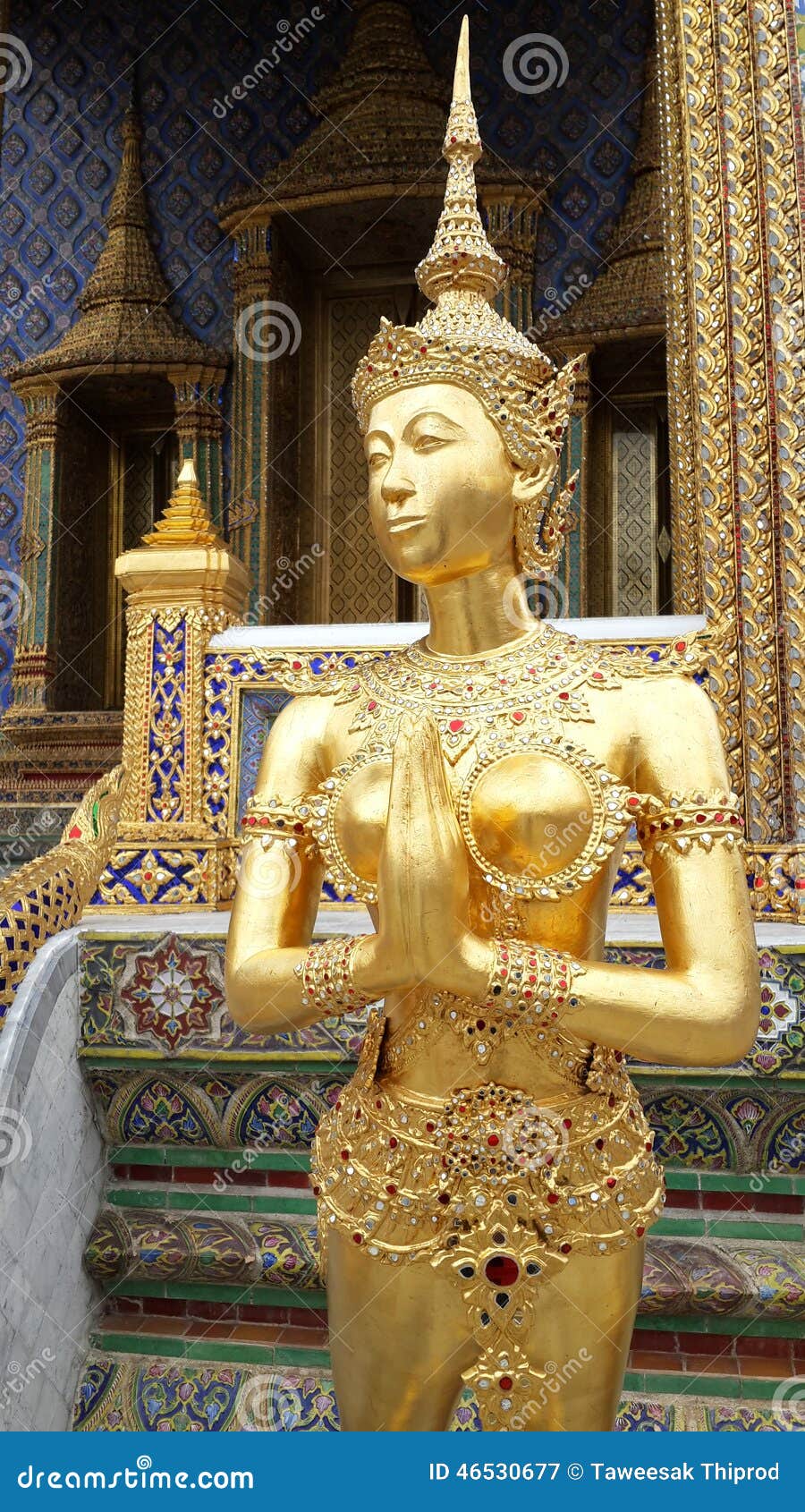 Golden Kinnaree statue stock image. Image of phra, golden - 46530677