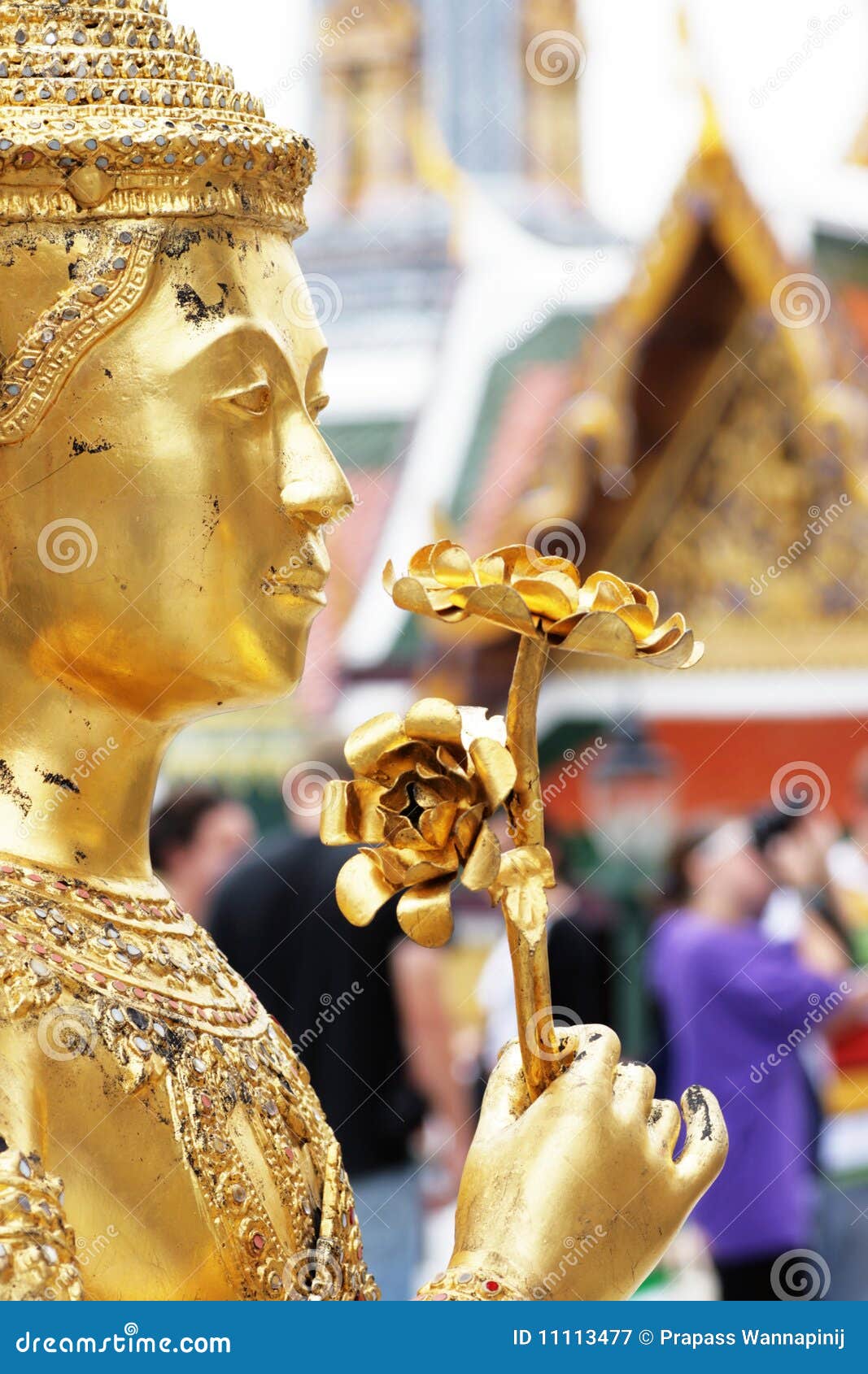 Golden Kinnaree, Thai Temple Exterior Stock Image - Image of bright ...