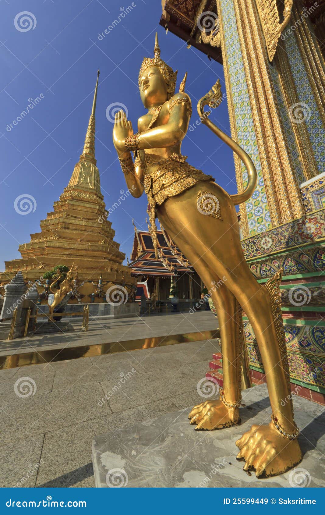 Golden Kinnari statue stock image. Image of statue, religion - 25599449