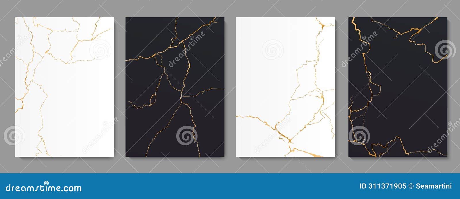 Golden Kintsugi Cracks, Floor Marble Tile Patterns Stock Vector ...