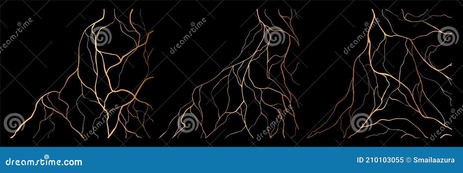 Golden Kintsugi Art Vector Texture On Black | CartoonDealer.com #212445542