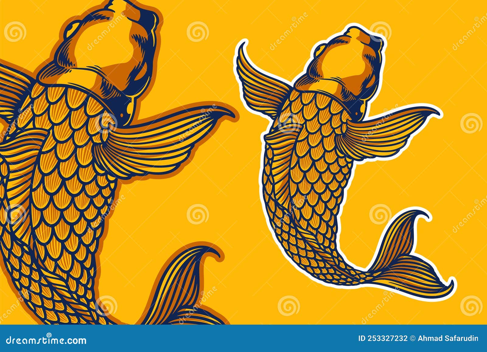 Golden Koi Fish Vector Illustration Cartoon Style Stock Illustration ...