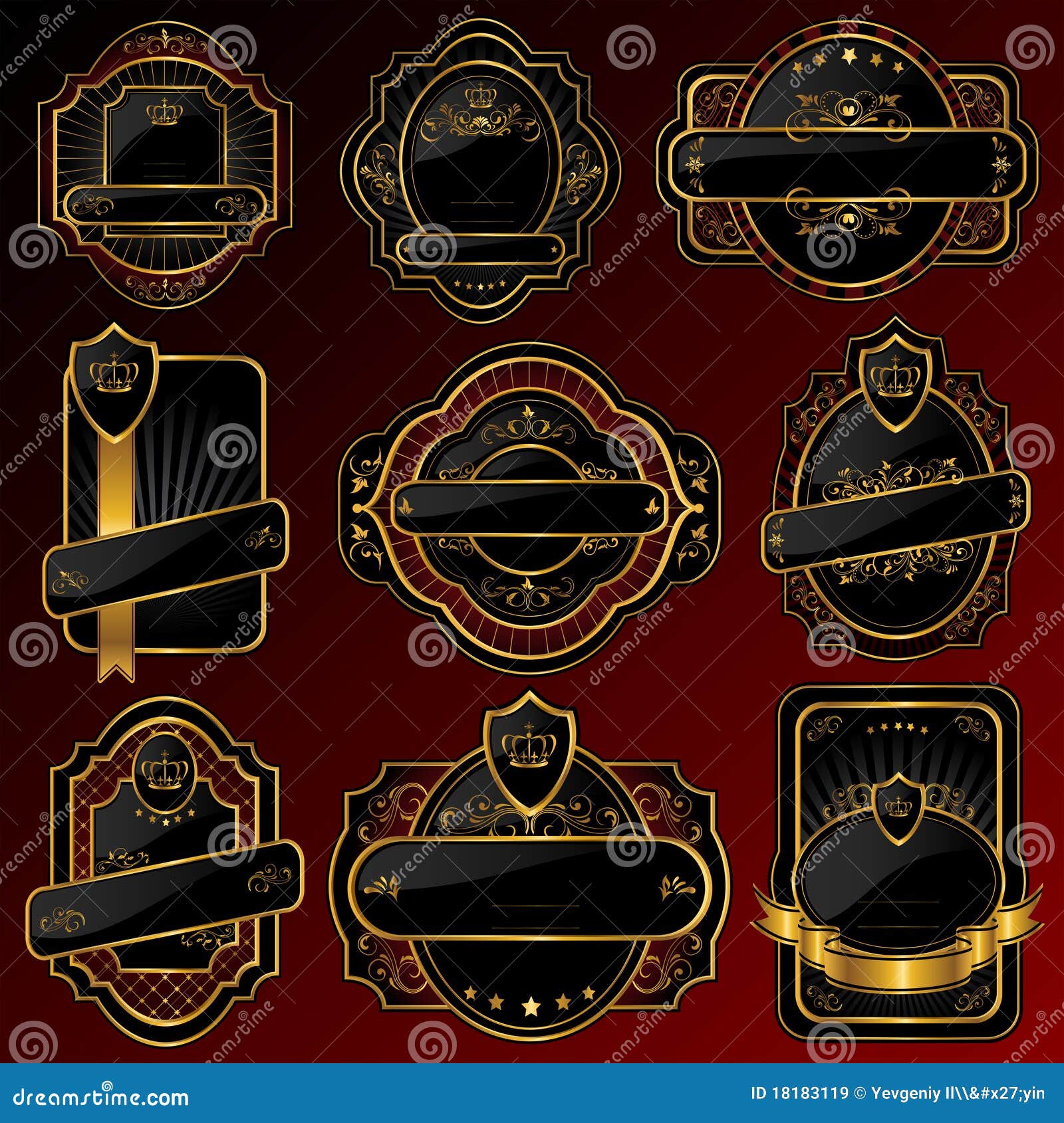 Golden labels stock vector. Illustration of ornament - 18183119