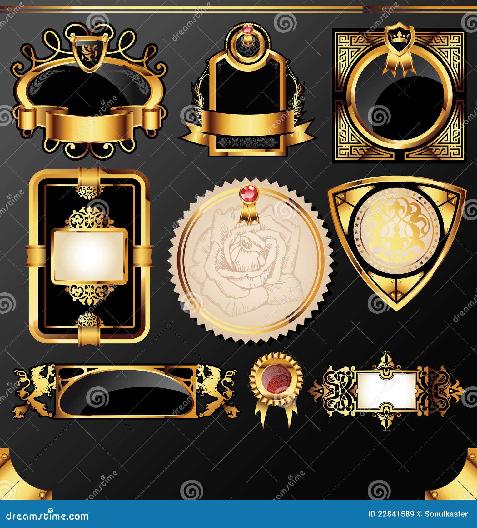 Golden labels stock vector. Illustration of laurel, decorative - 22841589