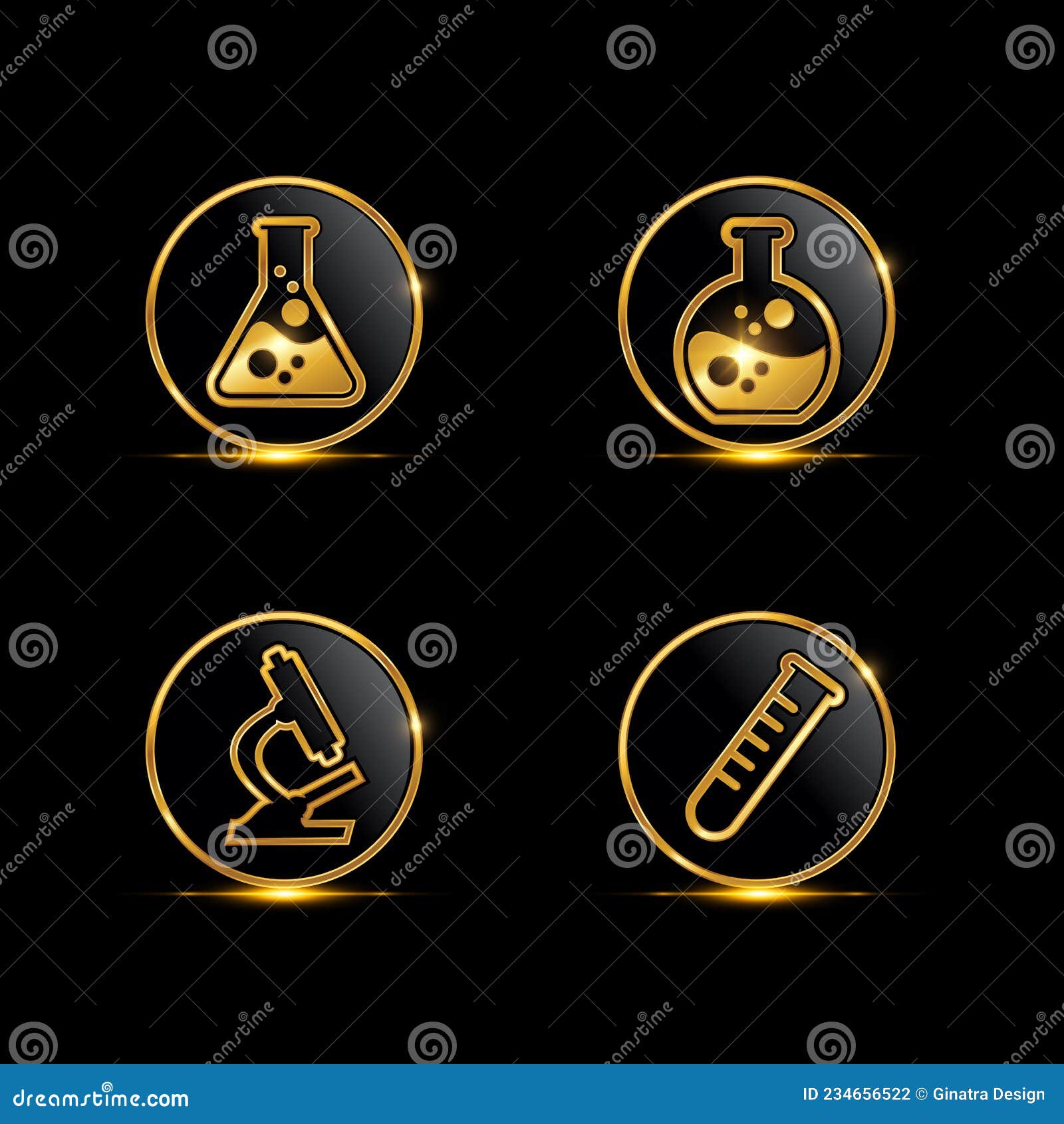 Golden Laboratory Equipment Circle Icon Stock Vector - Illustration of ...