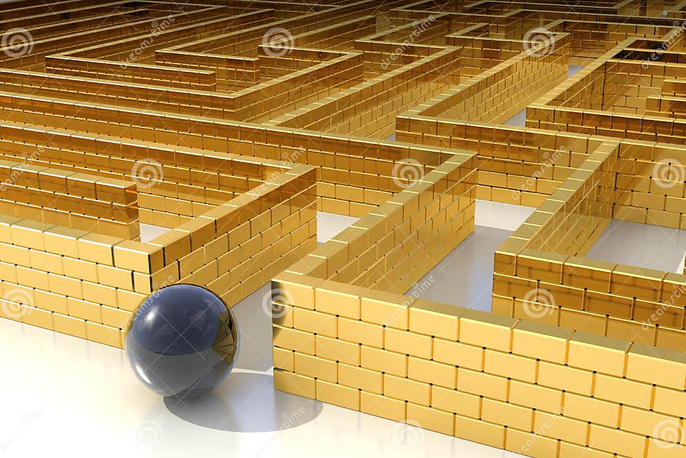 Golden labyrinth stock illustration. Illustration of involved - 9657747
