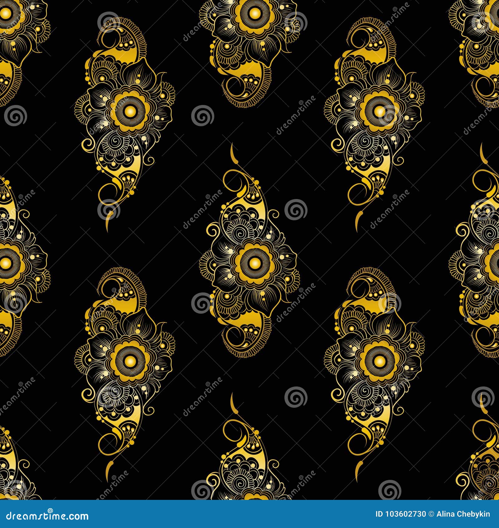 Golden Lace Elegant Vintage Pattern Stock Vector Illustration Of