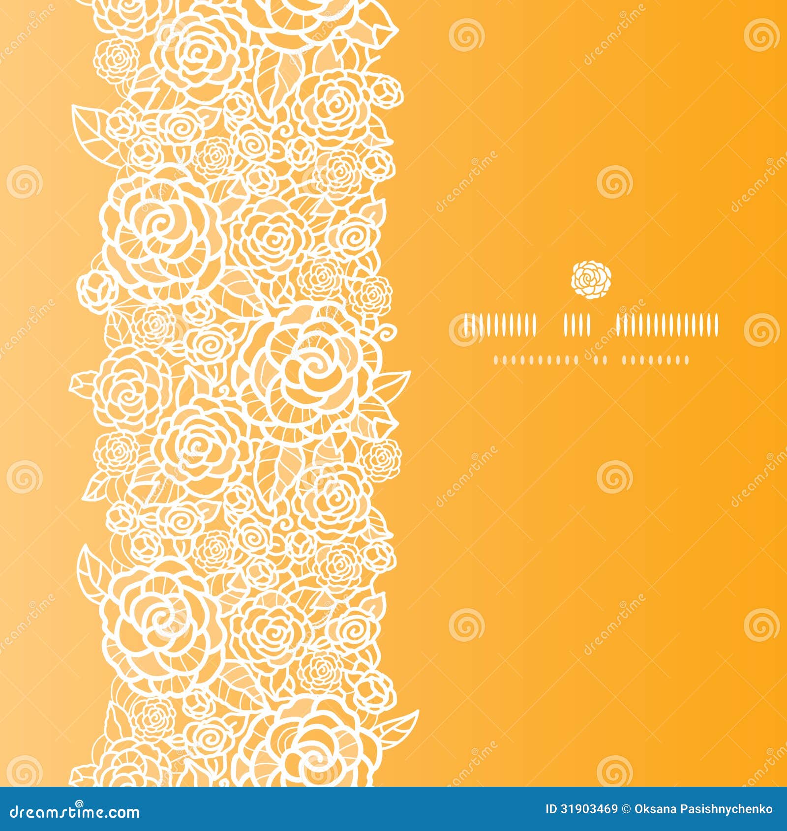 Golden Lace Roses Vertical Seamless Pattern Stock Vector - Illustration ...