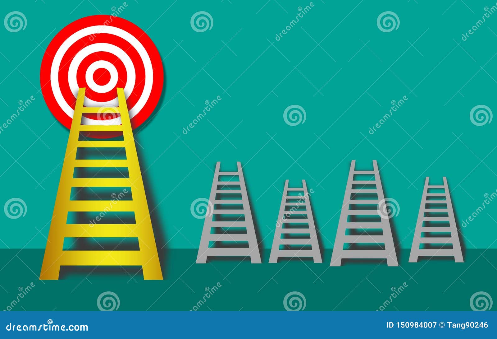 Golden Ladder and Aiming High To Goal Target Stock Illustration ...