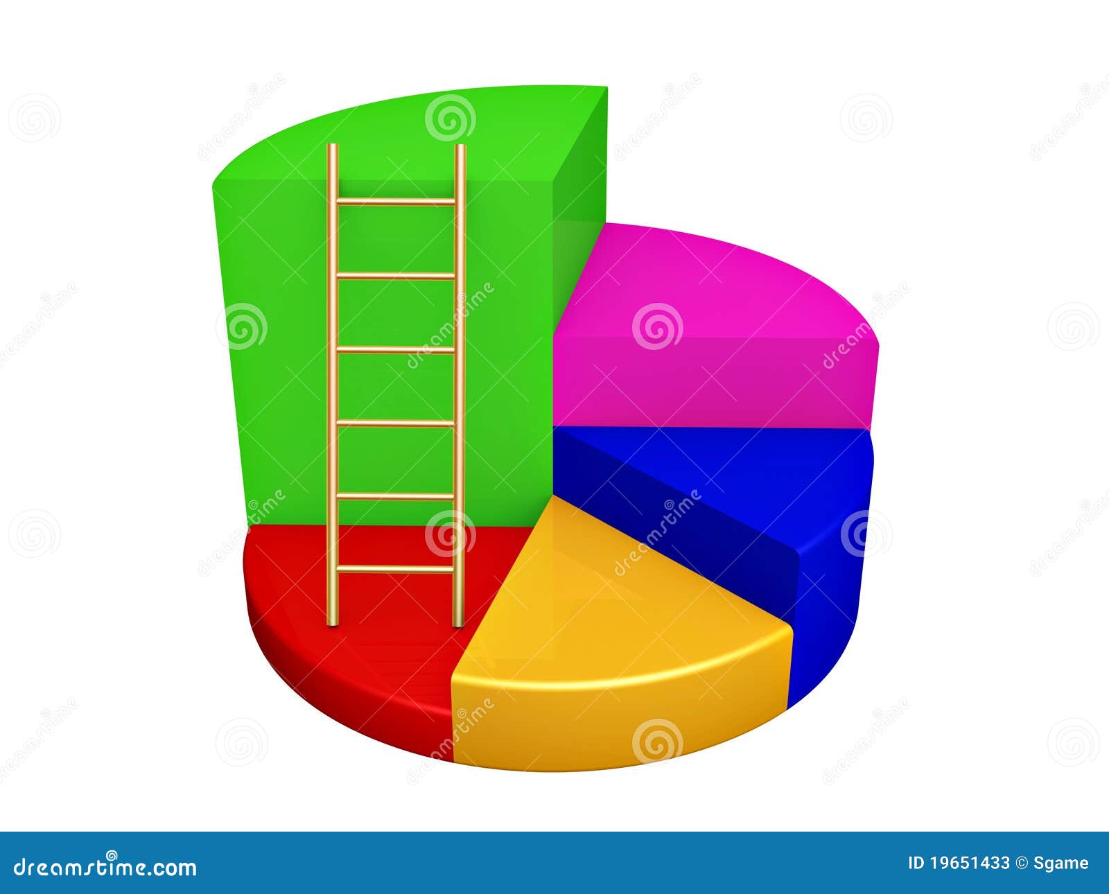 Golden Ladder On Pie Graph Steps Stock Image | CartoonDealer.com #19651111
