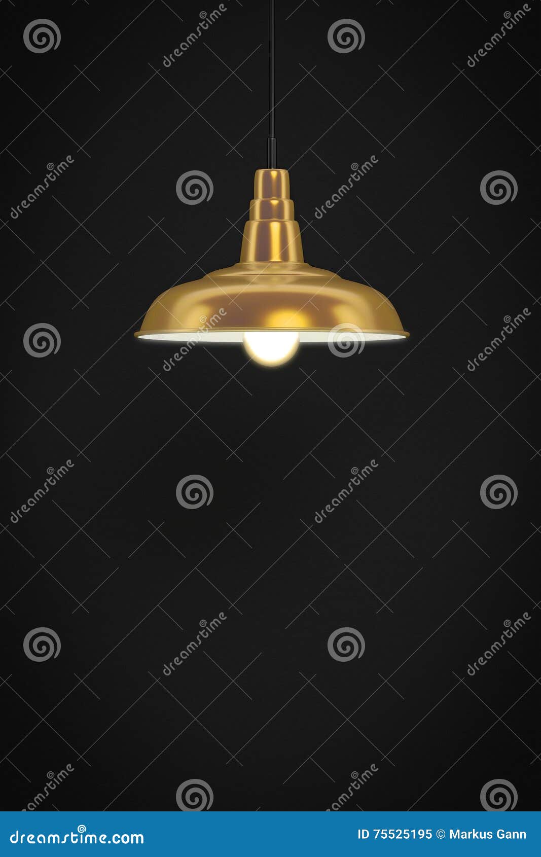 Golden Lamp in Front of a Dark Wall Stock Illustration - Illustration ...