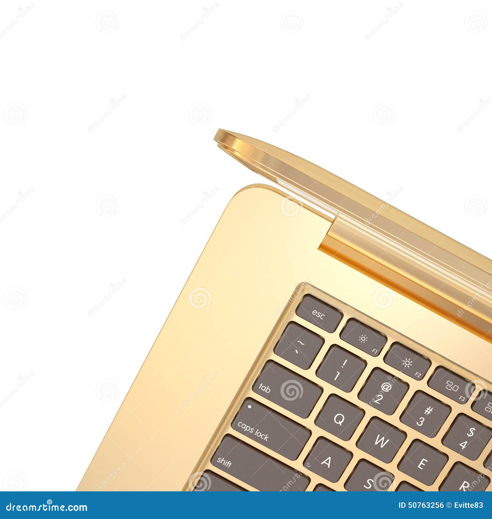 Golden Laptop on a White Background Stock Illustration - Illustration ...