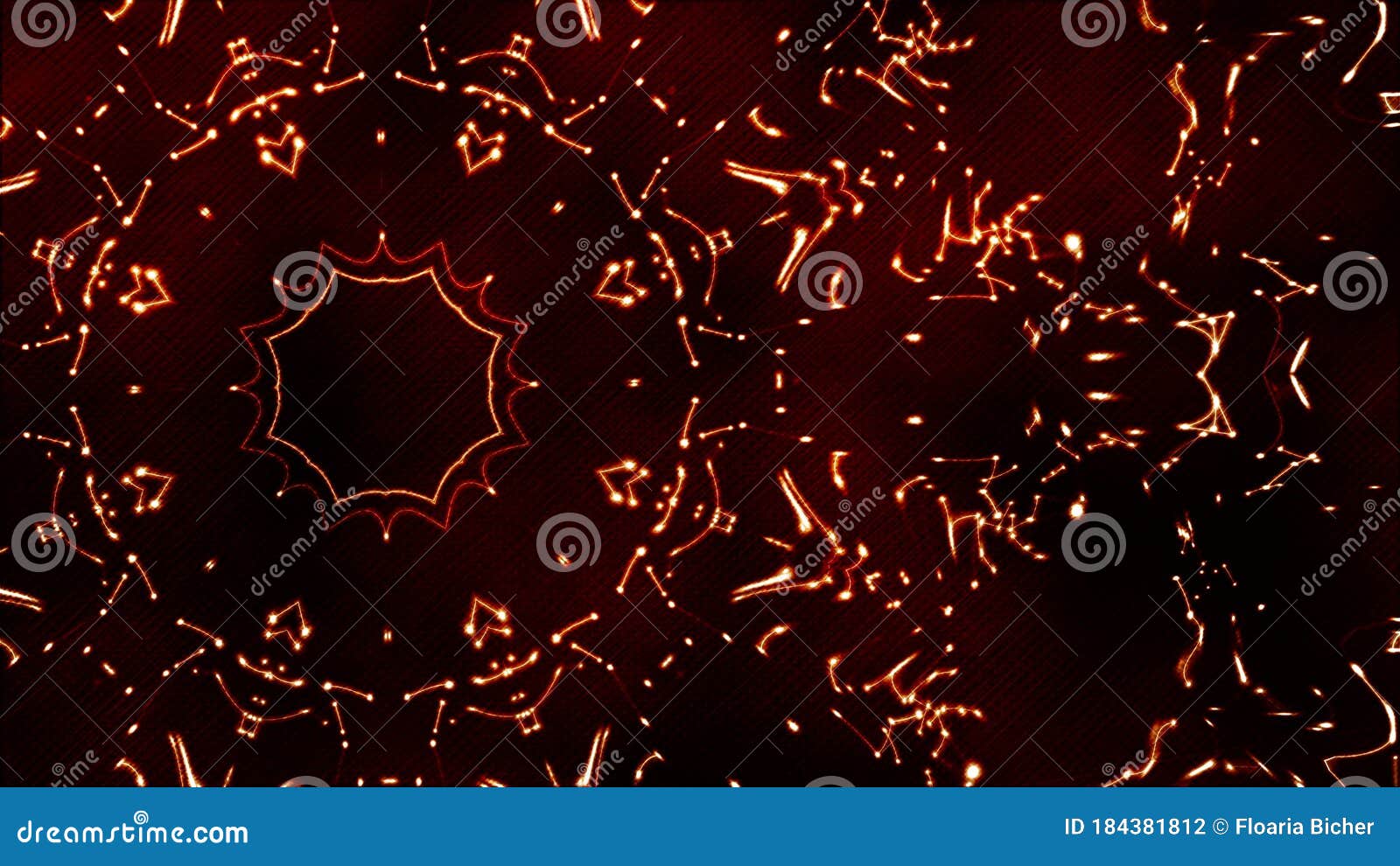 Golden Laser Beams Forming a Pattern on the Dark Red Background. Stock ...