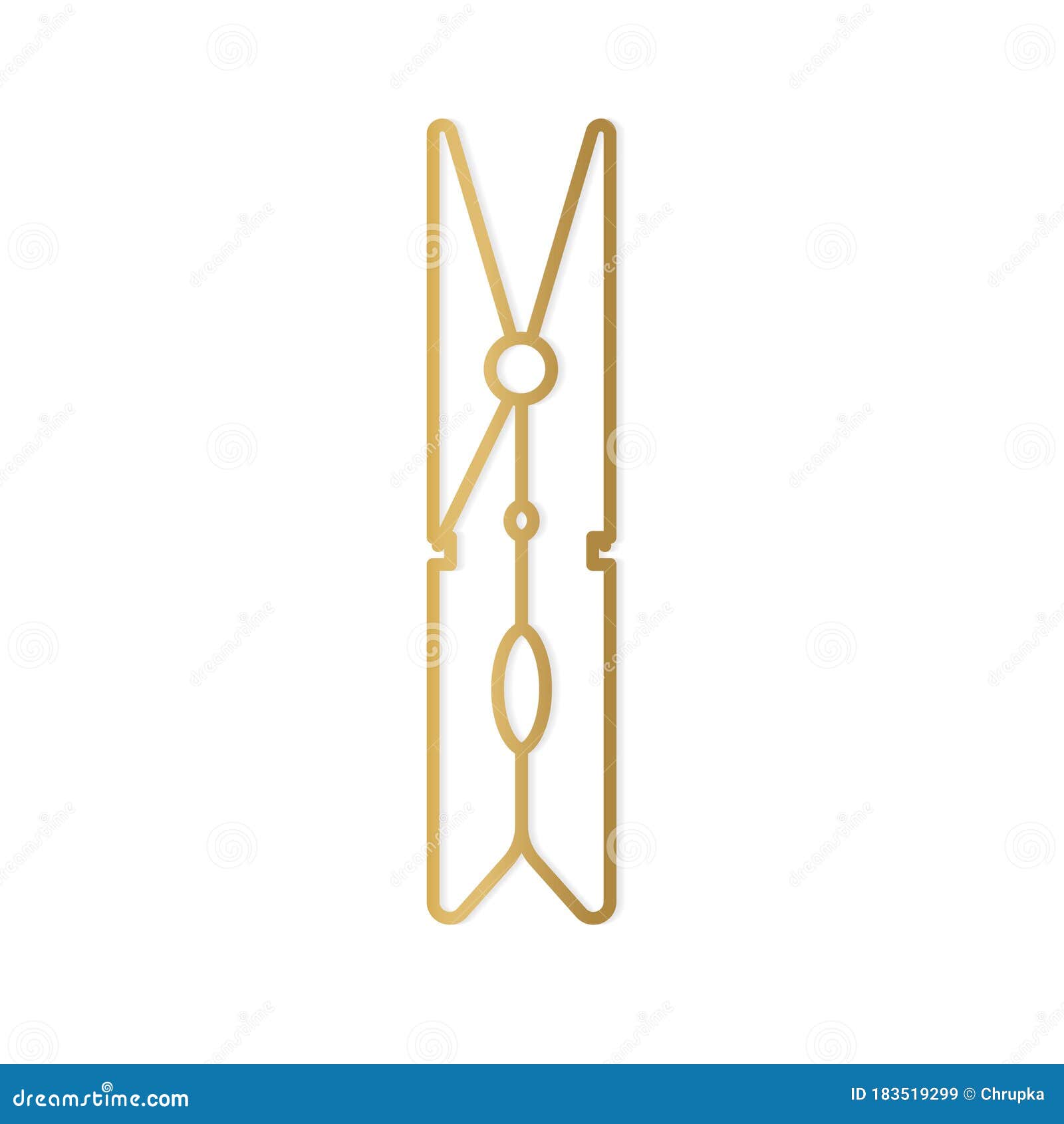 Golden laundry clip icon stock vector. Illustration of clothespin ...