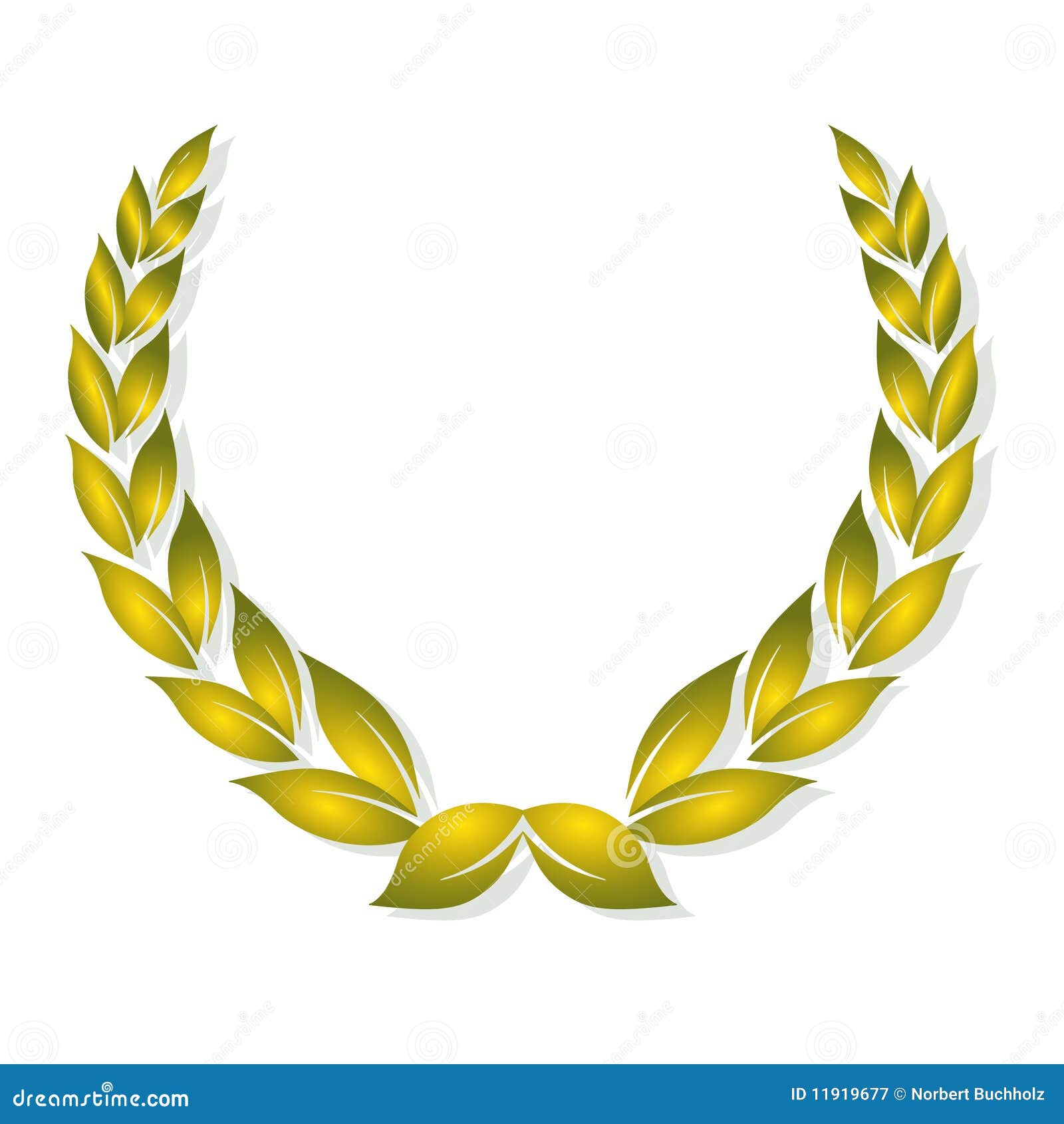 Golden Laurel Wreaths With Ribbons And Tenth Anniversary Year Symbol On ...