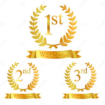 Golden Laurel, Ribbon, First, Second and Third Winner Stock Vector ...