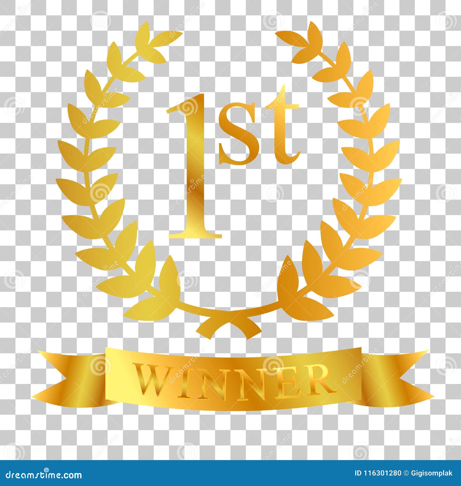 Golden Laurel, Ribbon, First, Winner at Transparent Effect Background ...