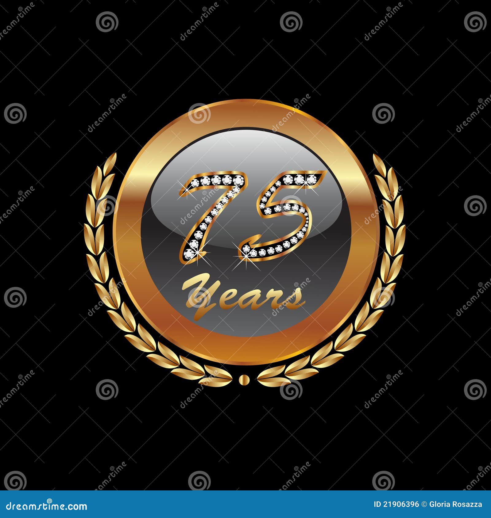 Golden Laurel Wreath 75 Years Stock Vector - Illustration of laurel ...