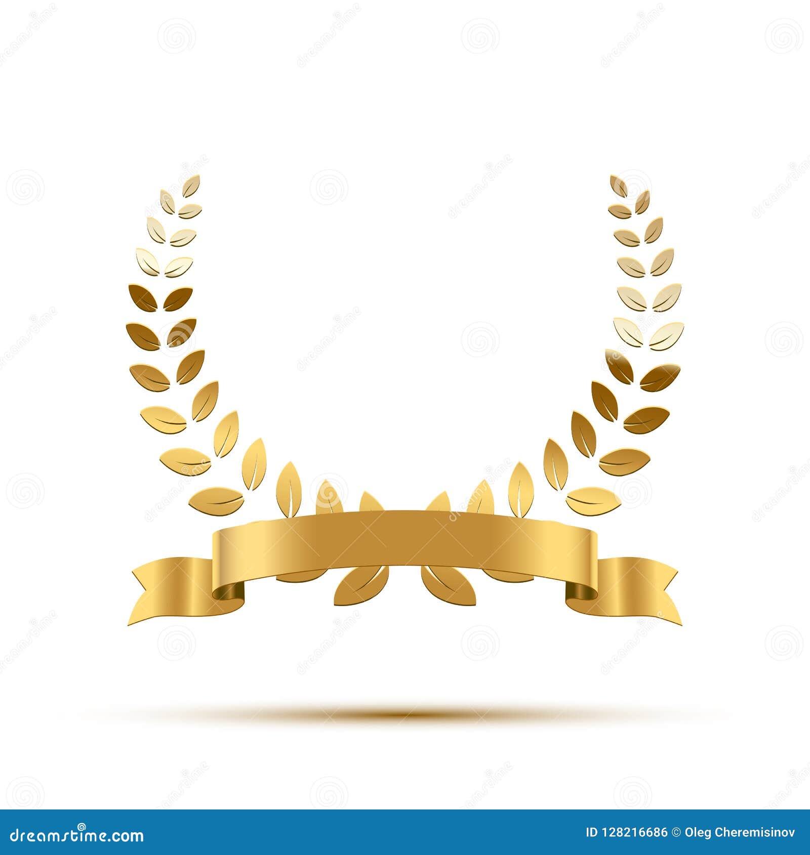 Golden Laurel Wreath with Ribbon. Vector Luxury Design Element. Stock ... Golden Laurel Wreath with Ribbon. Vector Luxury Design Element. Stock ...