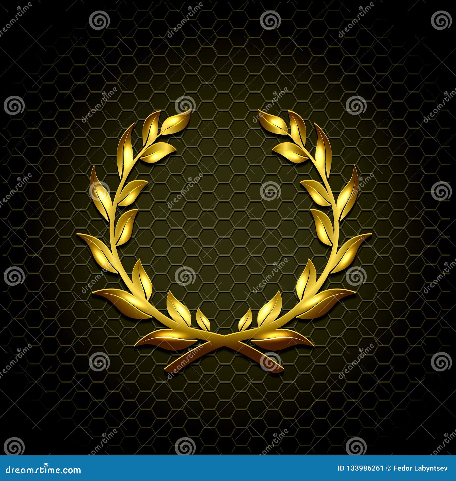 Golden Laurel Wreath Vector Illustration Stock Vector - Illustration of ...