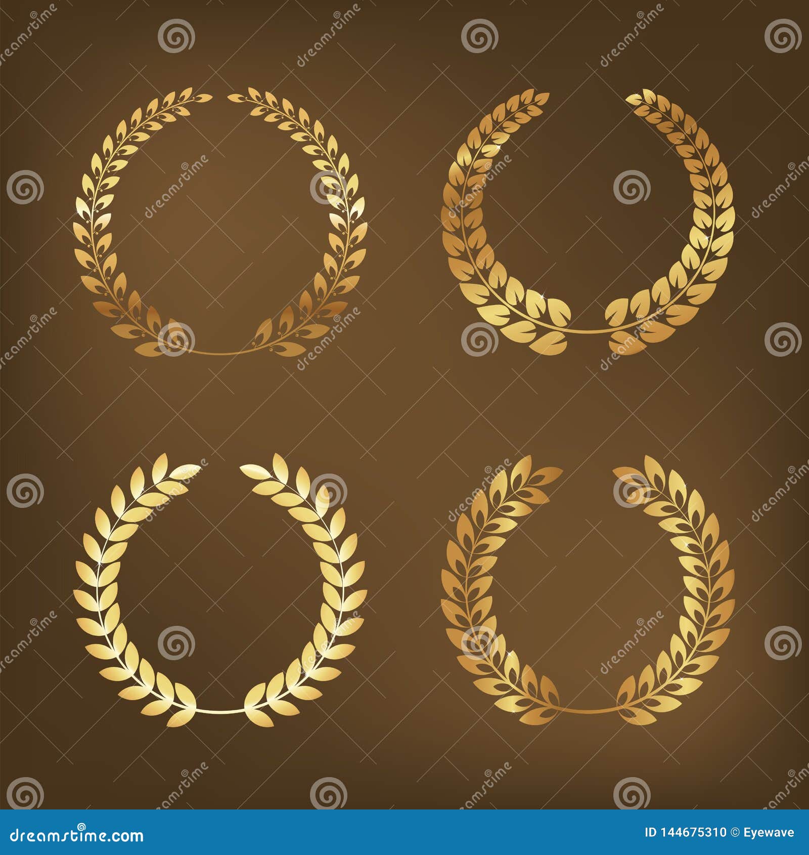 Golden Laurel Wreaths Vector Illustration Stock Vector - Illustration ...