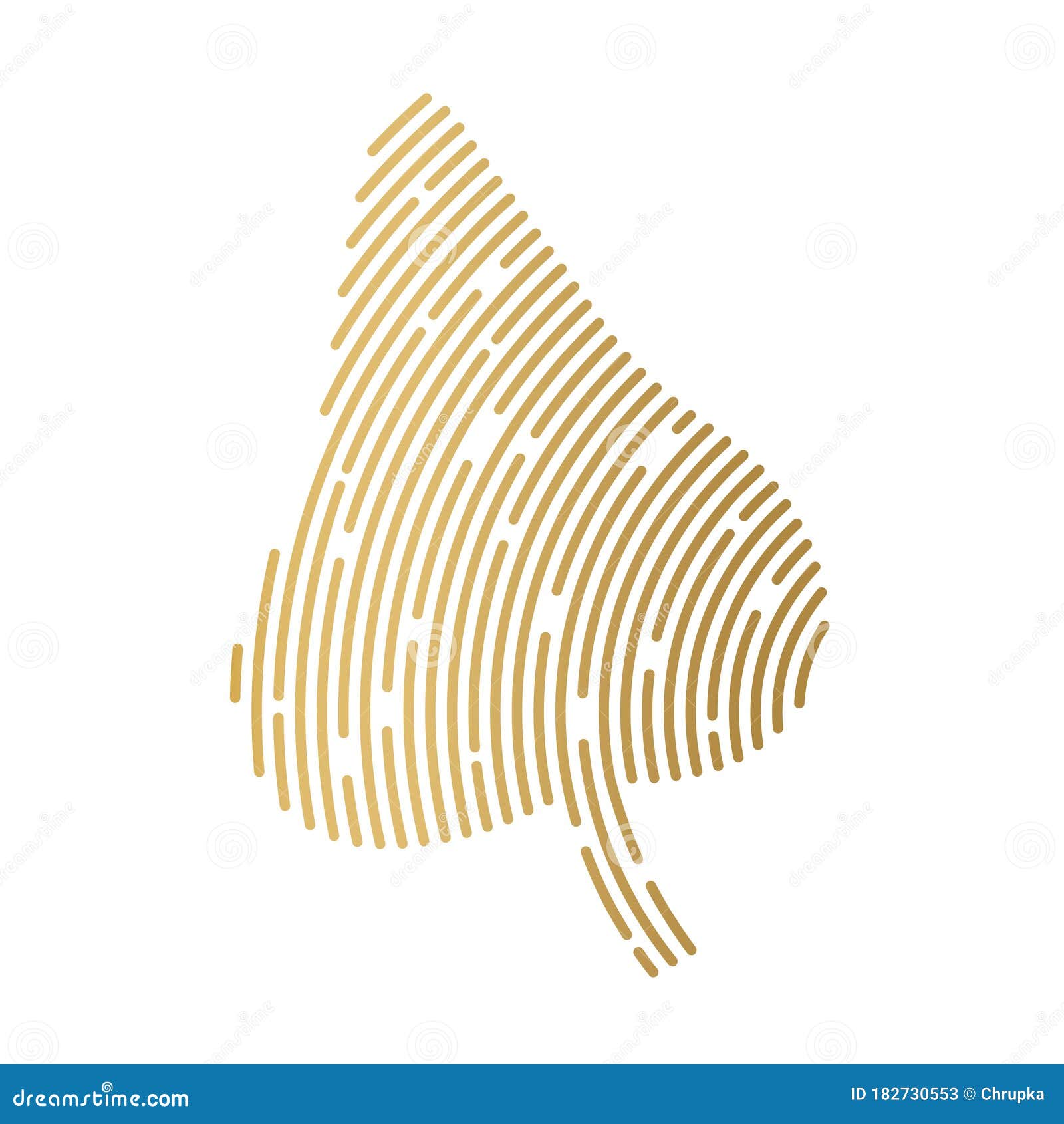 Golden Leaf Filled with Fingerprint Pattern Stock Vector - Illustration ...